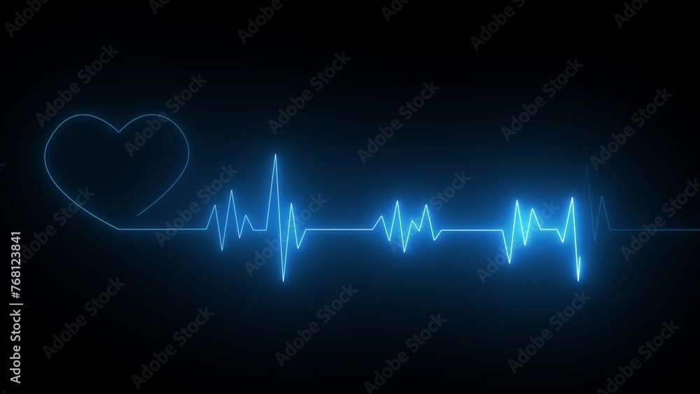 Neon line heartbeat.Seamlessly loop electrocardiogram medical screen ...