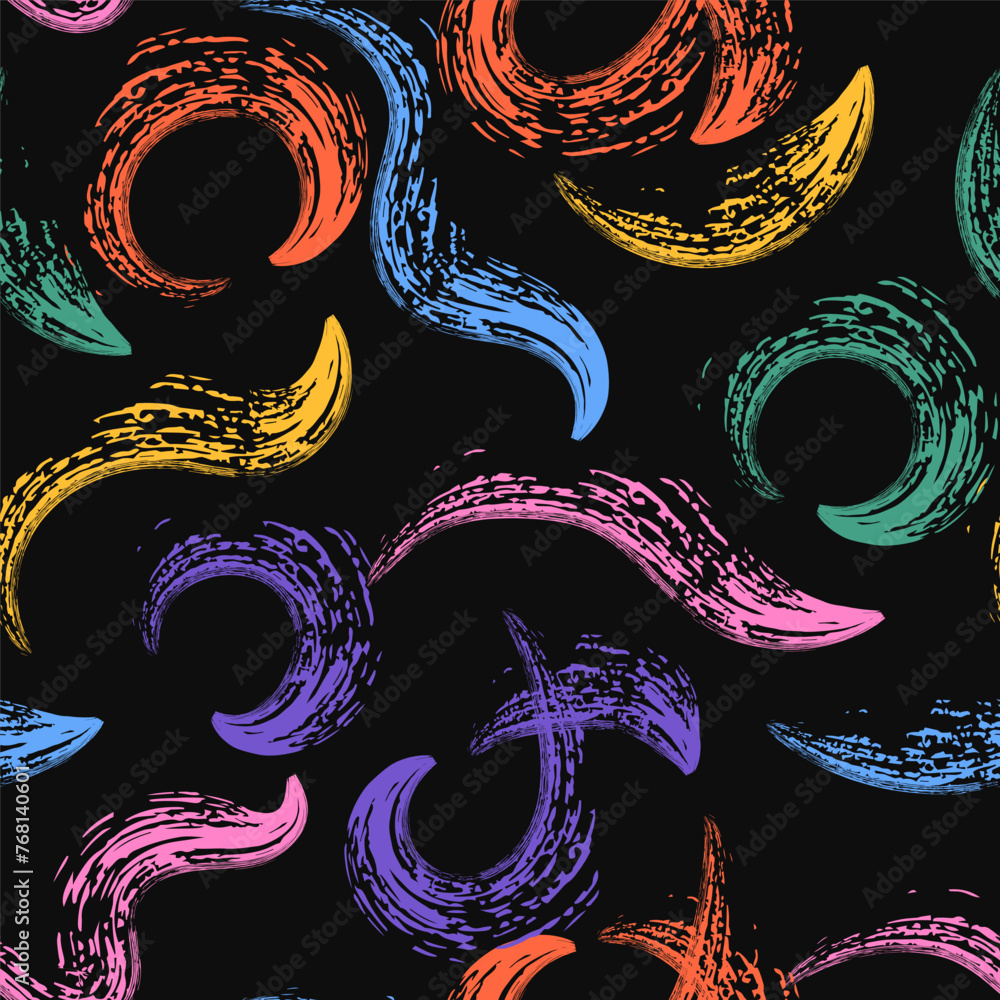 Seamless pattern with paint brush strokes vector collection. Hand drawn ...