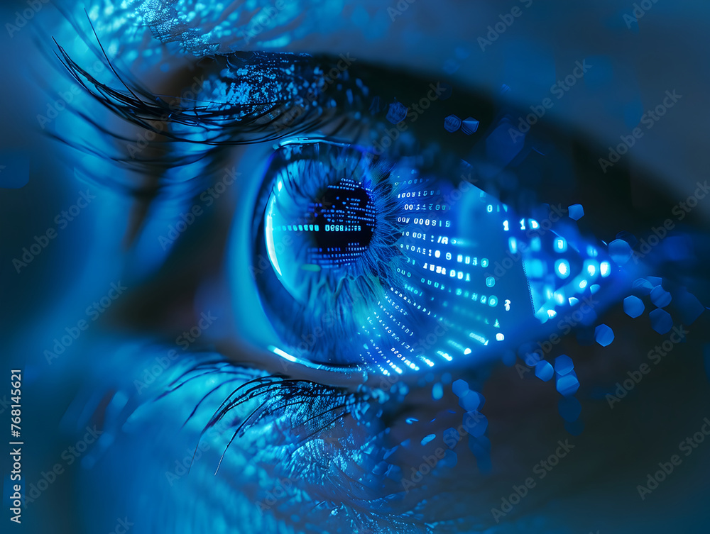 Cutting-Edge Cyber Security Eye: Intense Blue Patterns and Professional ...