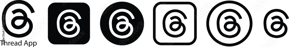 Threads mobile app icons set and logo on white background, vector ...