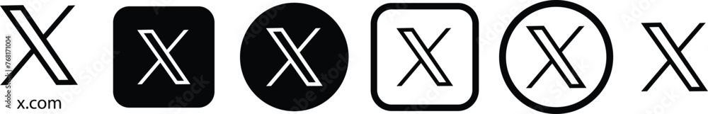 New Twitter x.com icon set black. Popular social media button icon ...