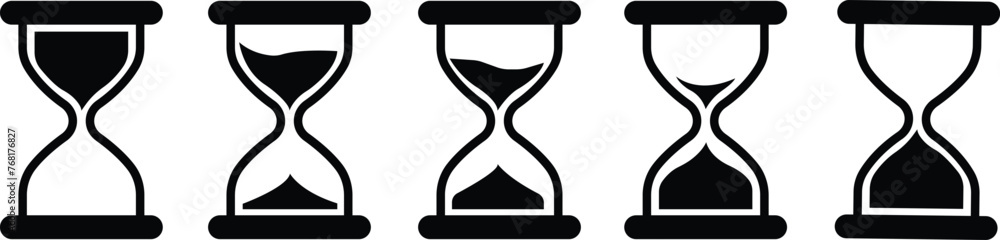 Hourglass timer icons set in trendy flat design symbol of time, waiting ...