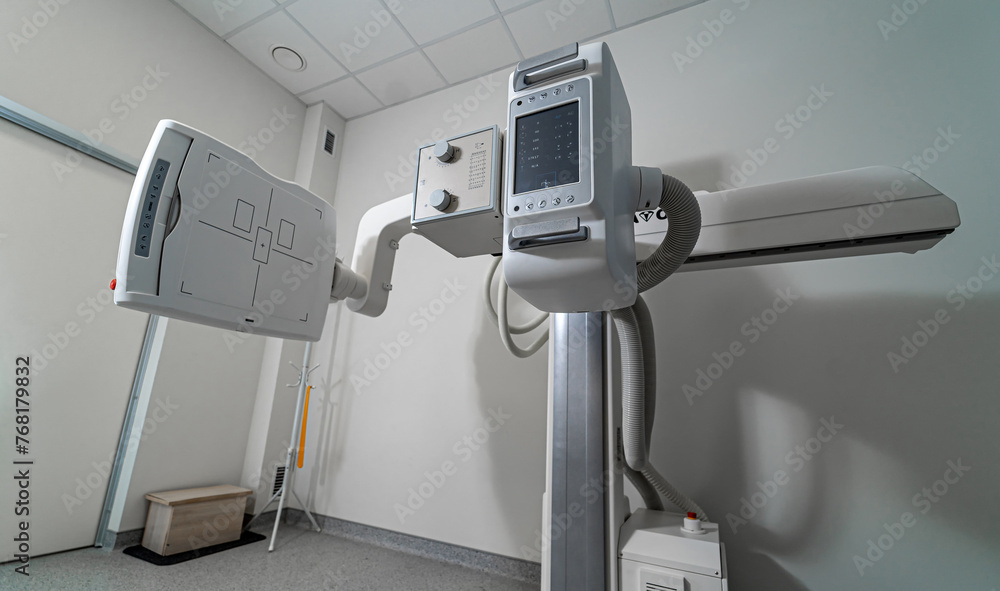 X-ray modern device in hospital. Computer radiology scanner. Stock ...