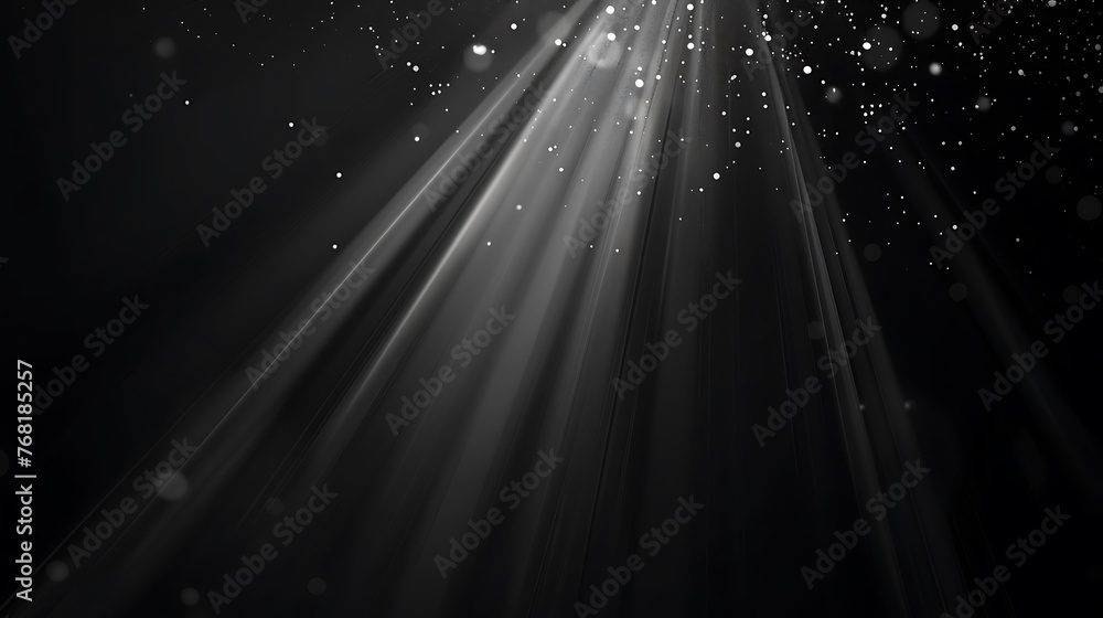 Light rays shining down from the top of the image with dust particles ...