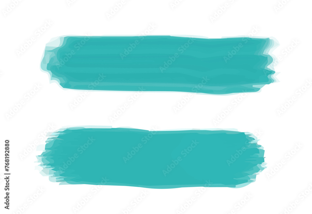 Set of vector paint brush stroke. Turquoise watercolor texture ...