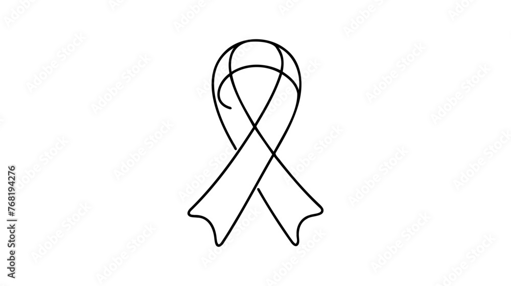 Single continuous line drawing of a awareness ribbon. One continuous ...