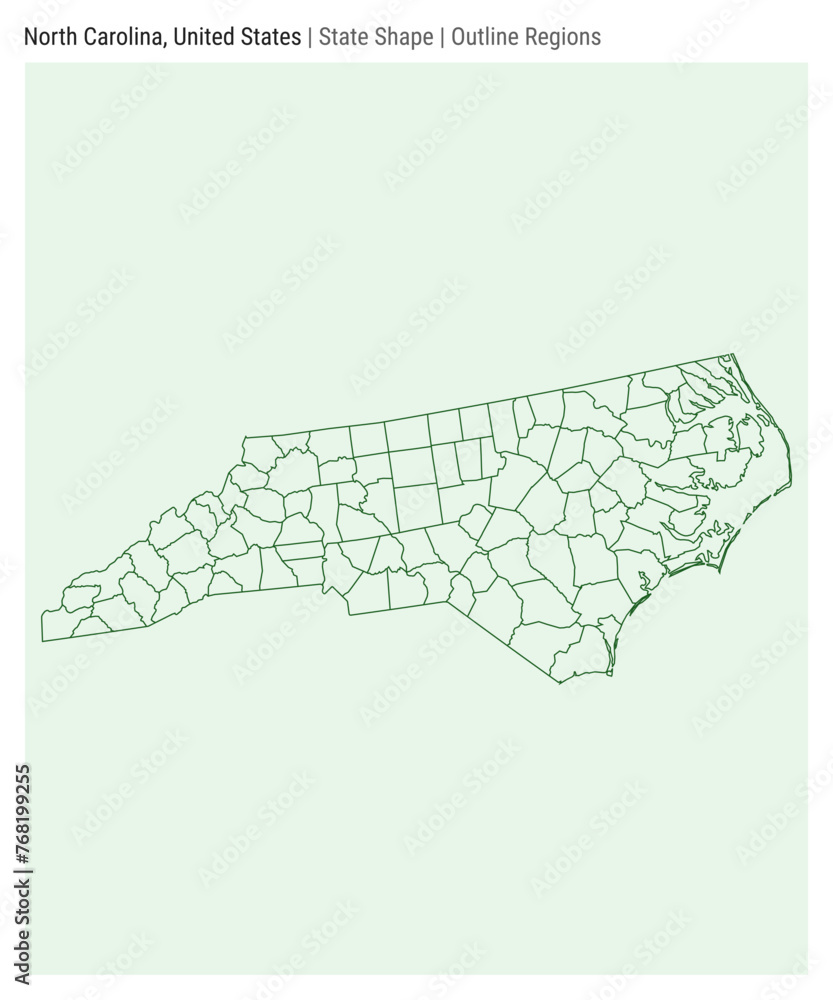 North Carolina, United States. Simple vector map. State shape. Outline ...