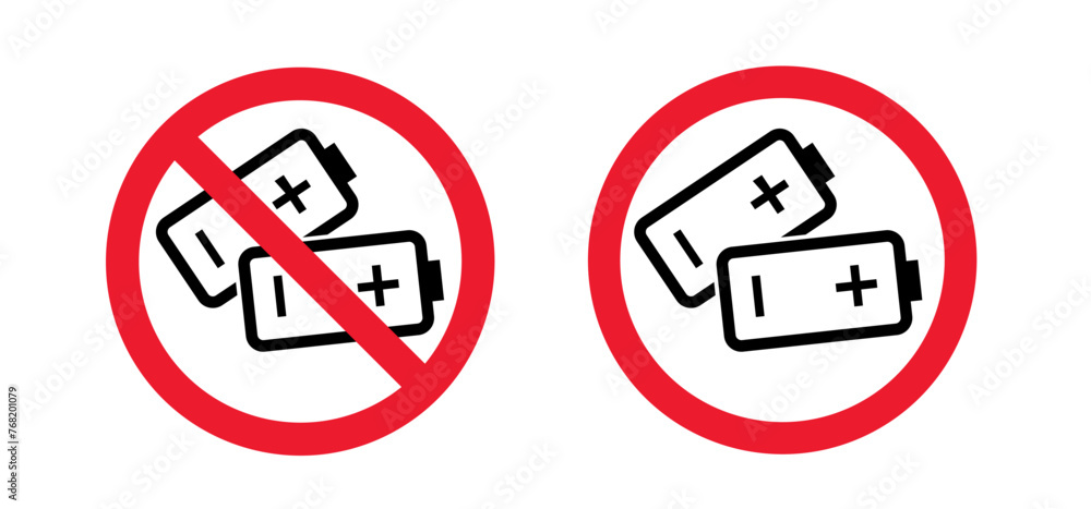 Forbidden, empty alkaline, battery acid, leaking batteries. Do not ...