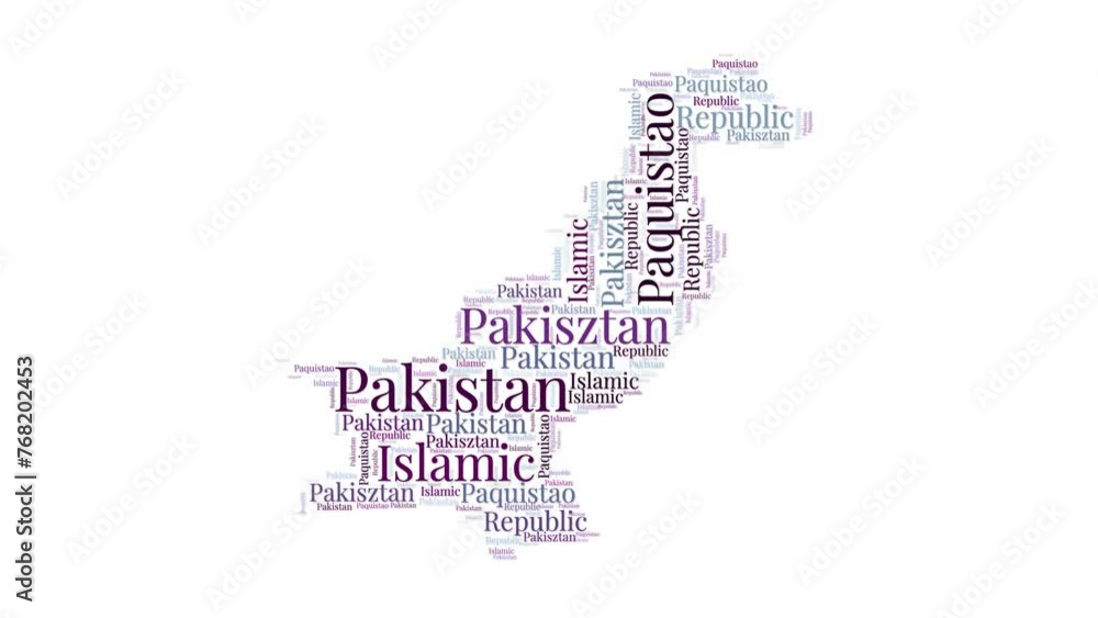 Pakistan shape words animation. Pakistan boundary filled with country ...