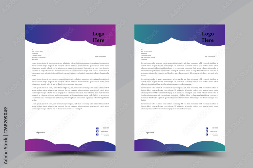 Professional letterhead template design for business project, Abstract ...
