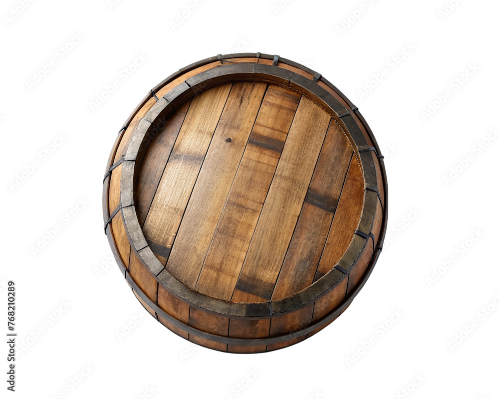 Wooden barrel top view. isolated on transparent background. Stock ...