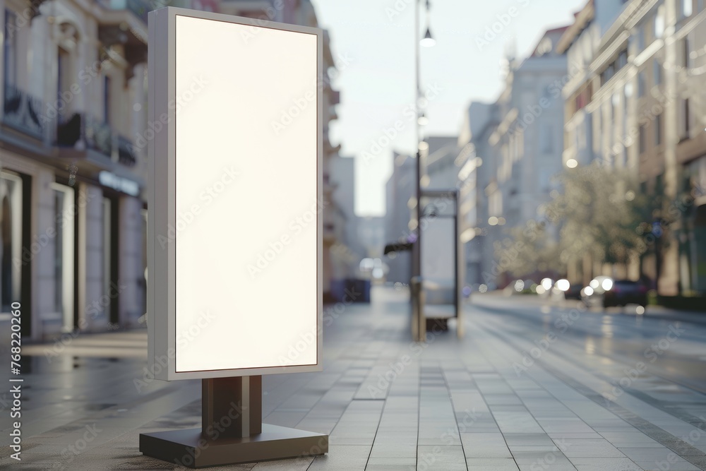 Outdoor Signage. Blank White Pylon Banner Mockup in Front View for ...