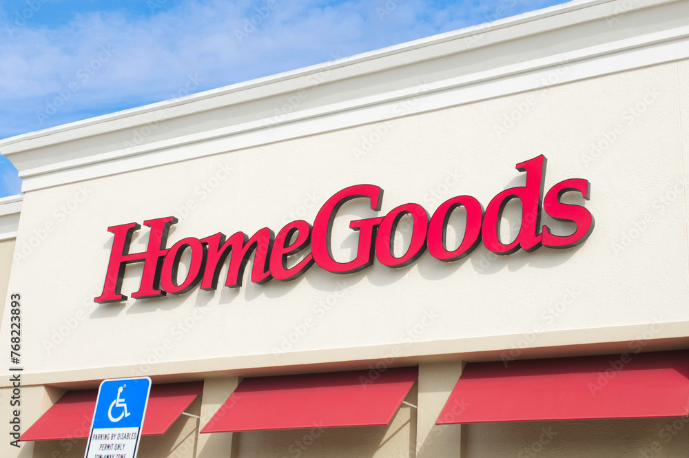 Ocala, Florida March 24, 2024 Homegoods red letter signage facade on ...