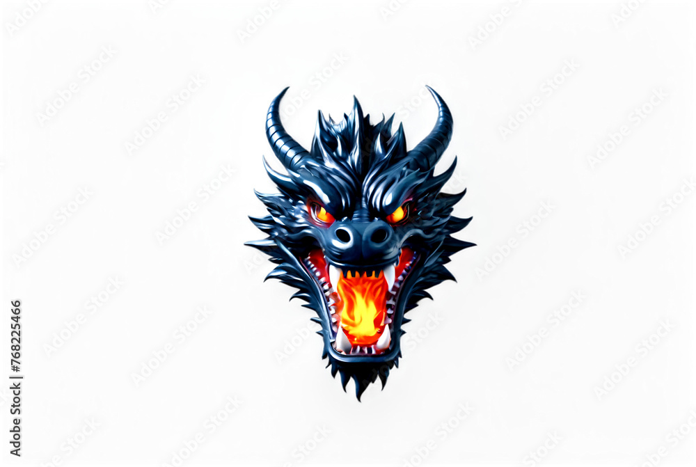 Logotype of fire chinese dragon head with flame fire, colorful image ...