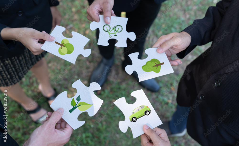 Business people or corporate partnership joining ECO friendly idea ...