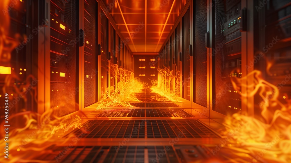 Modern futuristic data center storage supercomputer room, server ...