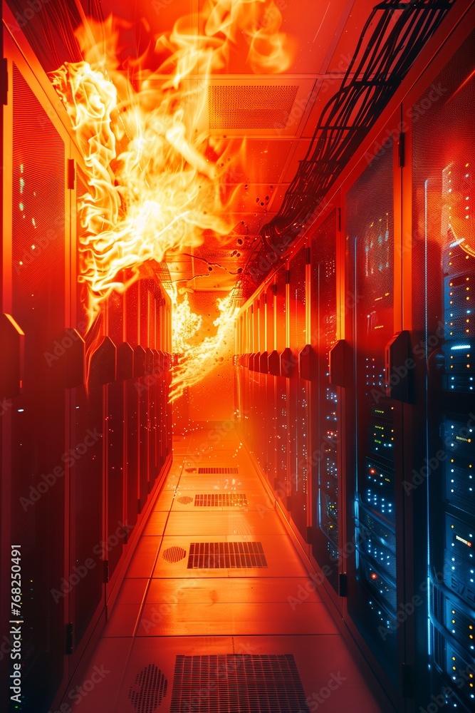 Modern futuristic data center storage supercomputer room, server ...