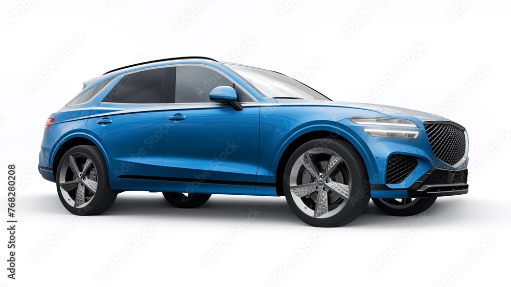 Miami. USA. March 16, 2024. Genesis GV70 2022. Premium light blue ...