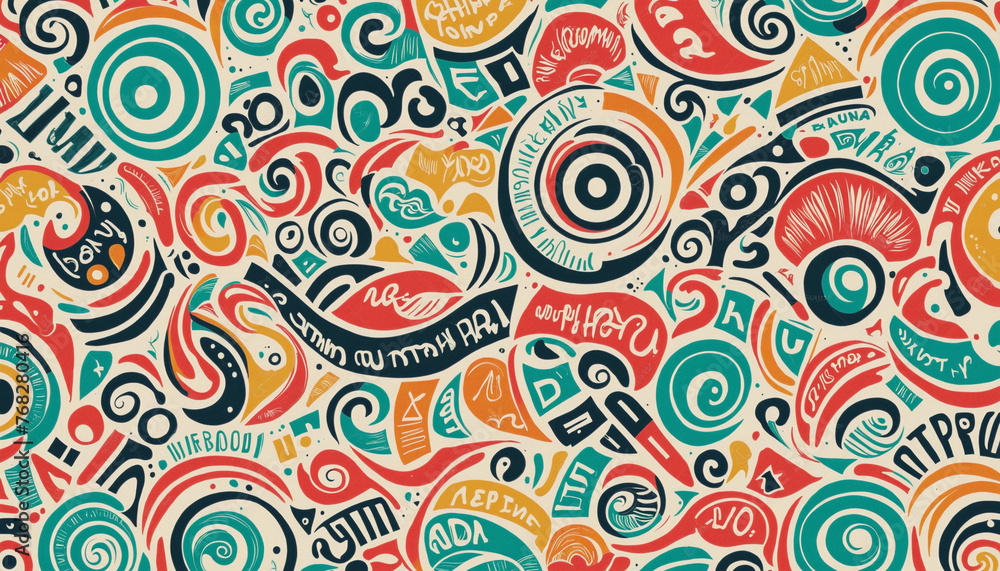 Colorful retro typography letter seamless pattern in abstract art style ...