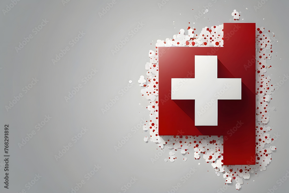 Vibrant red plus sign: Eye-catching healthcare banner design for your ...