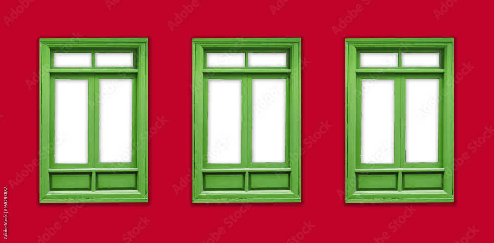Row of windows. Spanish architecture background. Three windows frame ...