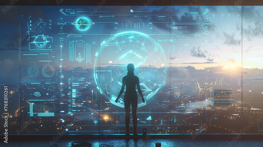 holographic screen Human controls the system Wind turbines produce ...