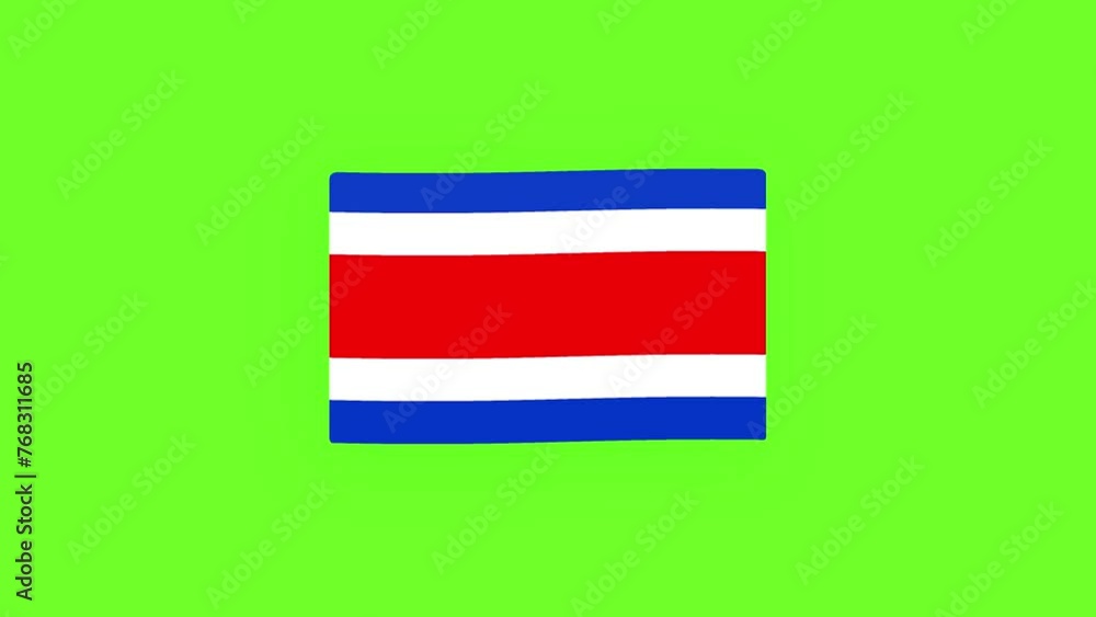 Costa Rica Flag isolated on Green Screen background. National Costa ...