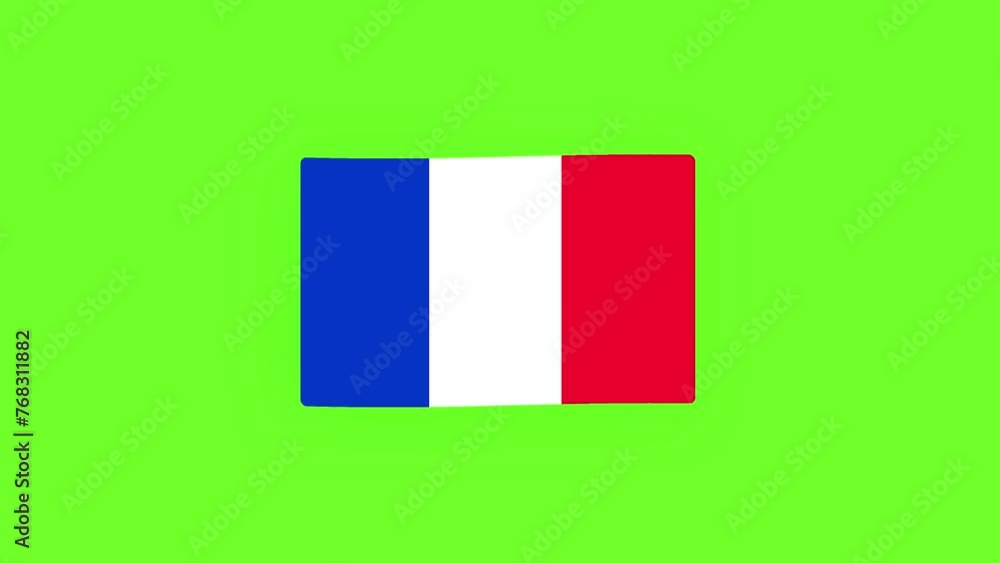 France Flag isolated on Green Screen background. National France Flag ...