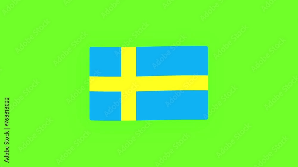 Sweden Flag on Green Screen background. National Sweden Flag Waving ...