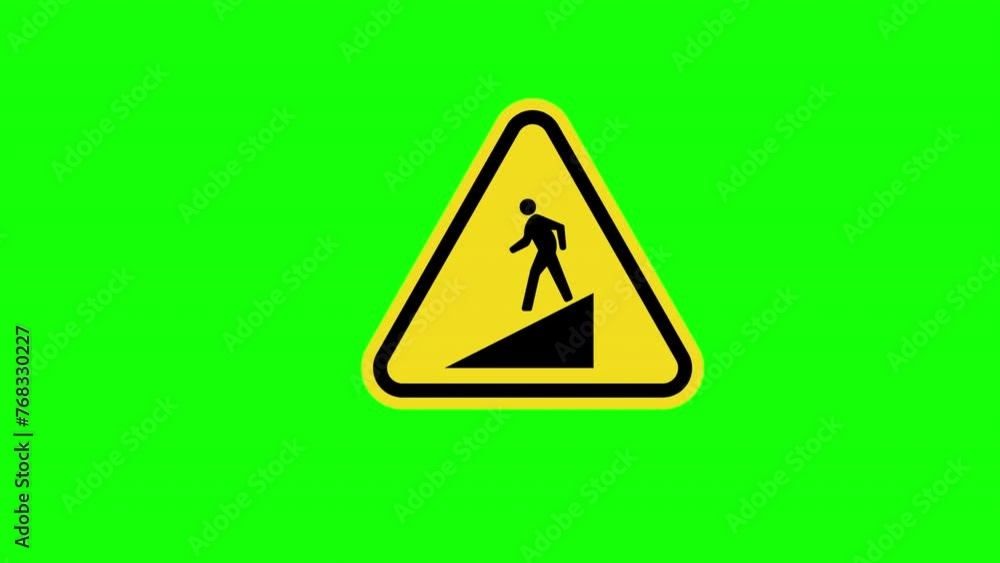 yellow triangle Caution warning Beware Slope Hazard Symbol Sign icon ...