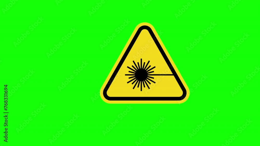 Vidéo Stock yellow triangle Caution warning Warning Danger Laser Hazard ...