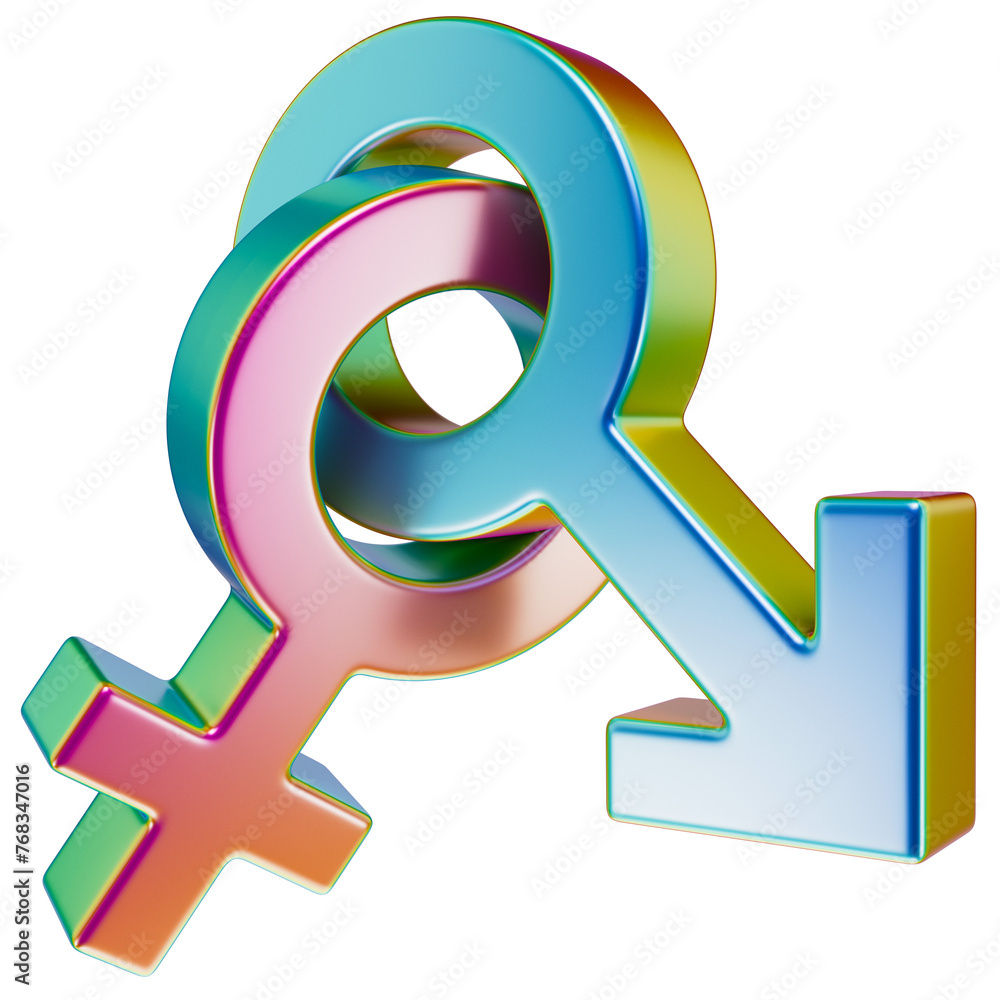Hetero symbol. 3d icon with holographic metal texture. Heterosexual ...