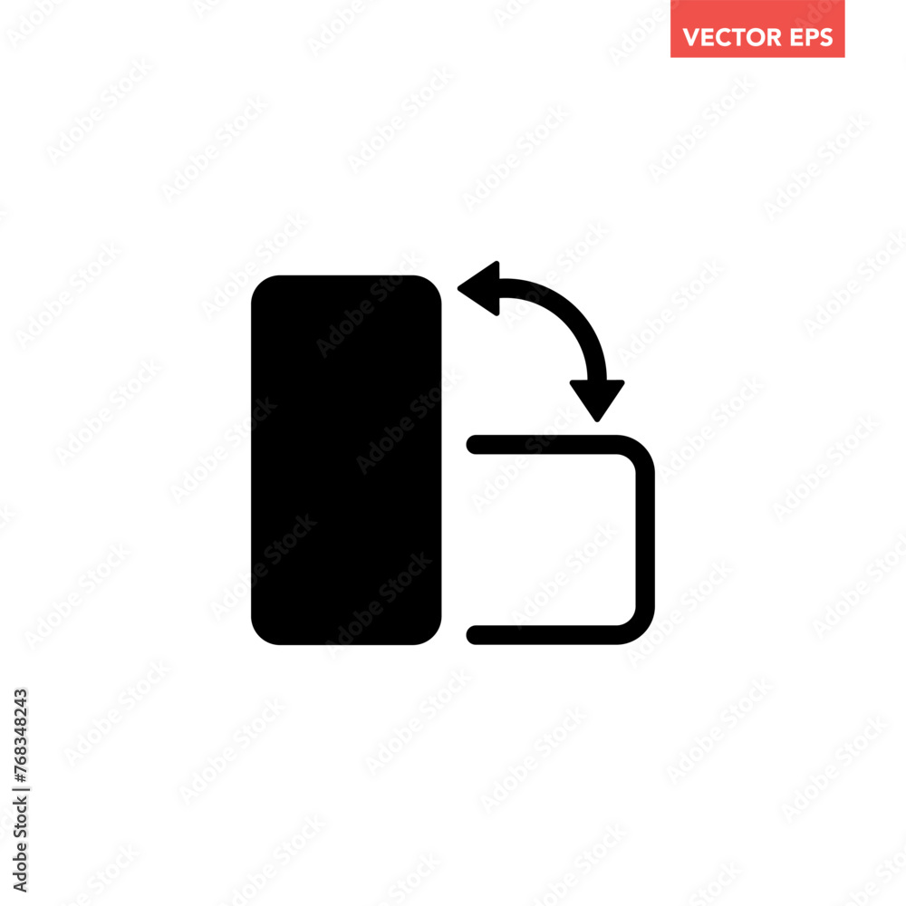 Black mobile phone rotation icon, simple digital tech horizontal rotate ...