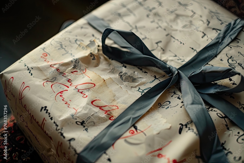 A close-up of a gift revealing a hidden message inside combining ...