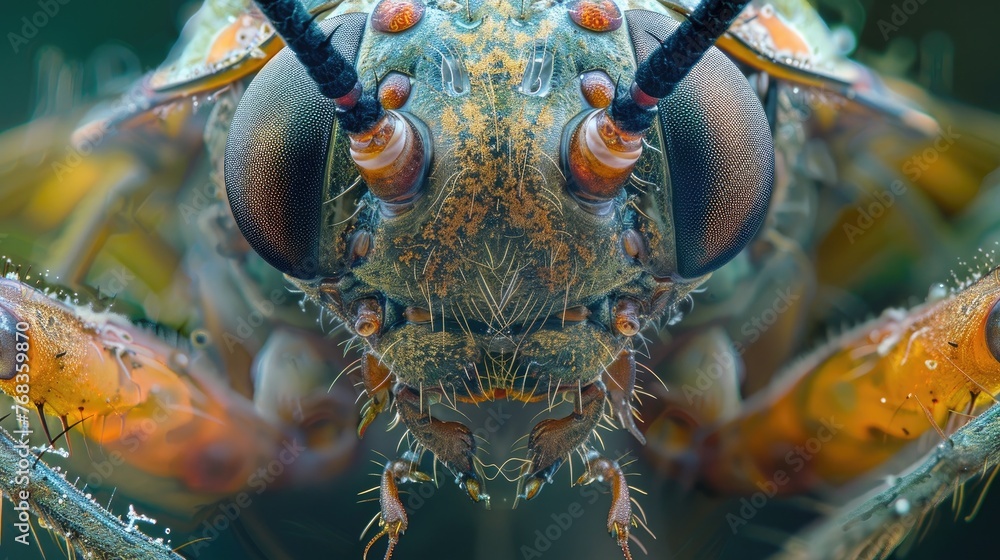 Intricate Microscopic Anatomy of a Resilient Cockroach Face Showcasing ...