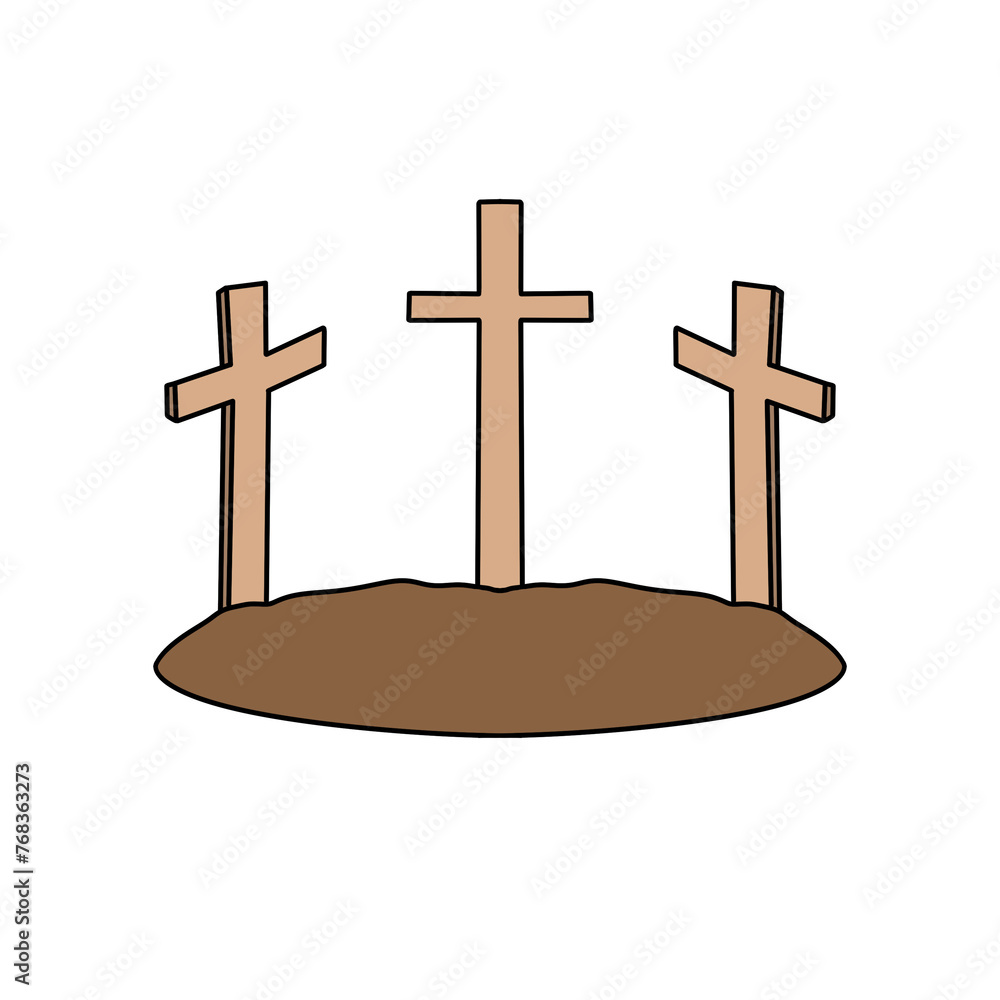 Three crosses are drawn on a white background. The crosses are ...