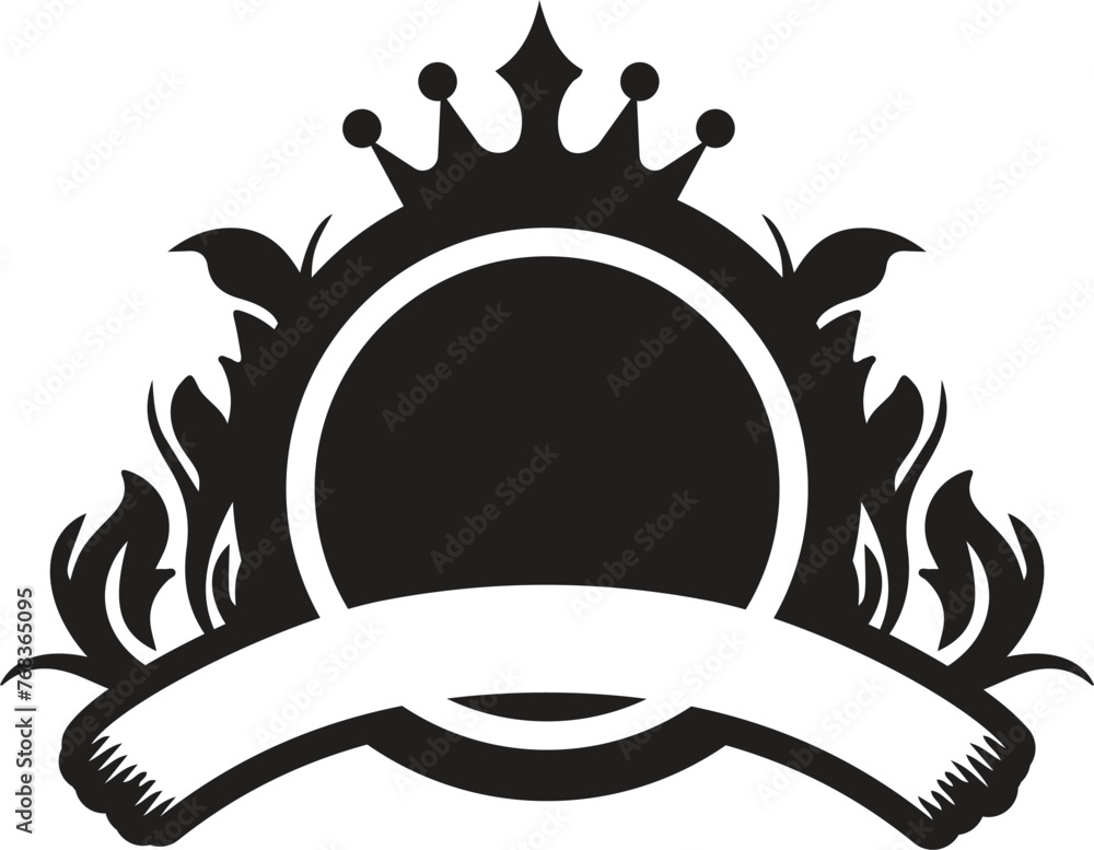 Heraldry vintage badge icon set. Blazon different crown shield, ribbon ...