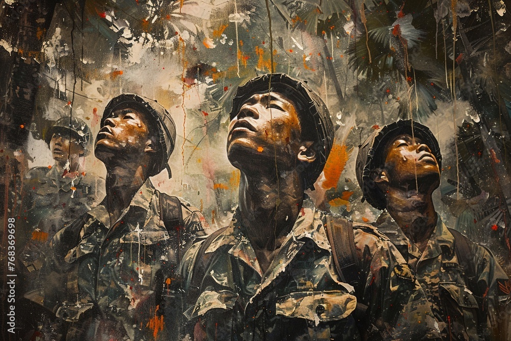 Soldiers depicted in Acrylics illustration Art exude a sense of heroism ...
