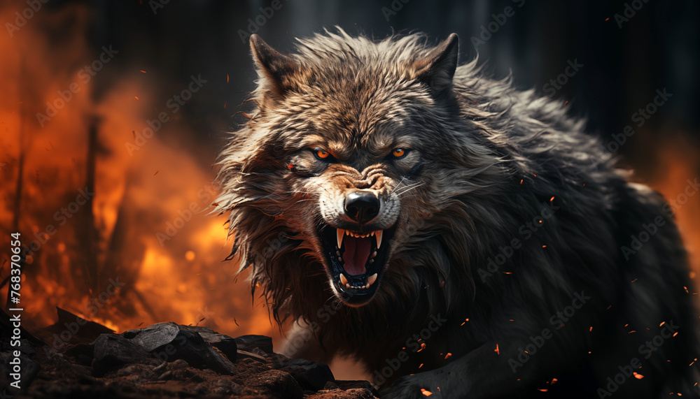 Angry wolf wallpaper image background created with a genrative ai ...