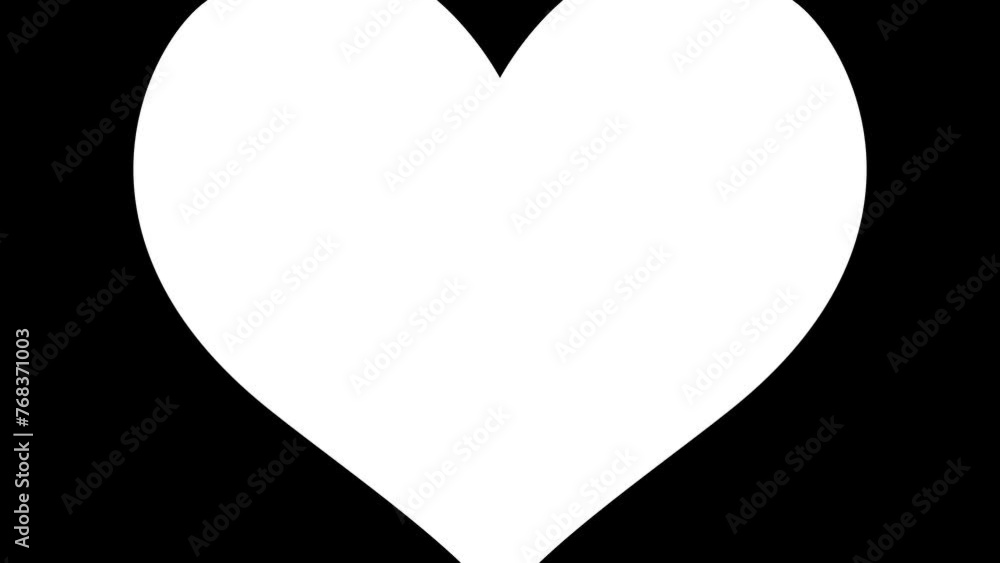 Heart transition appearing and expanding on screen. Frame transitions ...