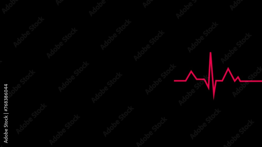 4k animation heart beat with line on background. 4k seamless loop ...