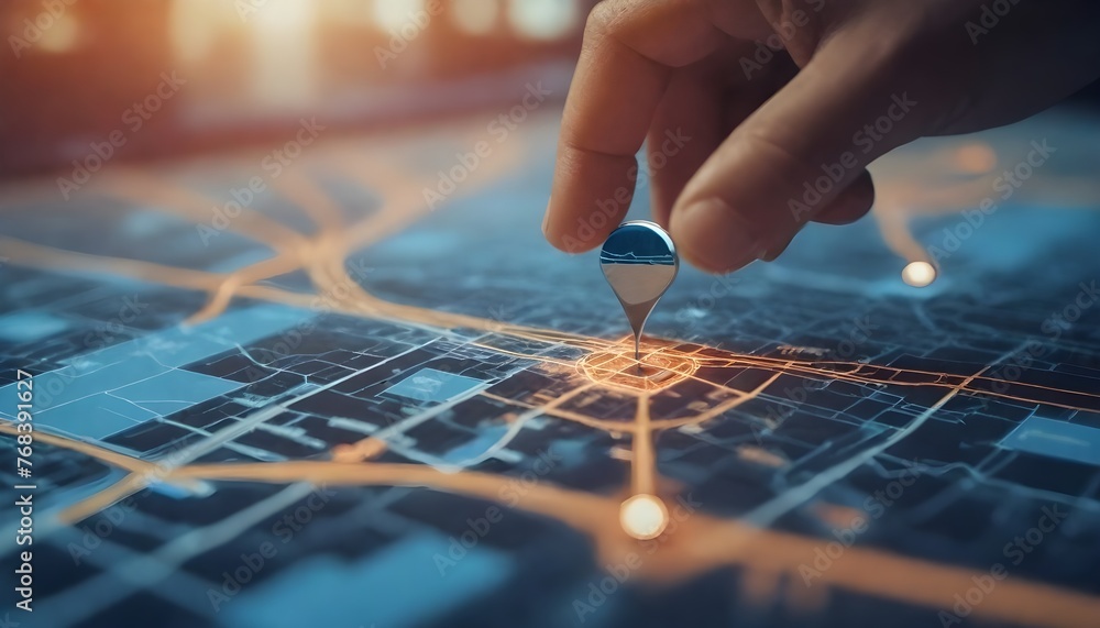 A detailed map displaying a specific location marked with two vibrant ...