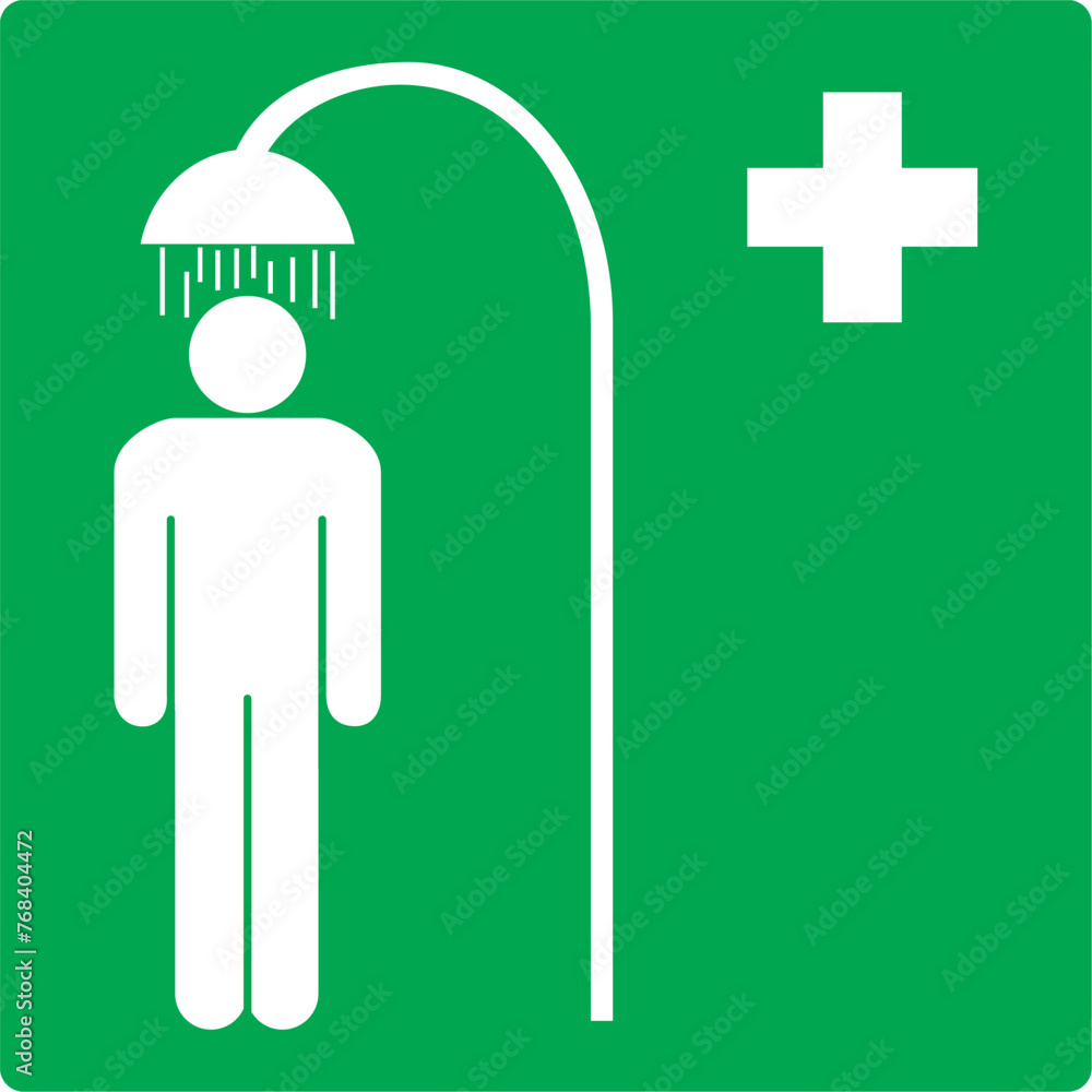 Emergency Shower, Symbol ,Sign, public showers,first aid signs Safety ...