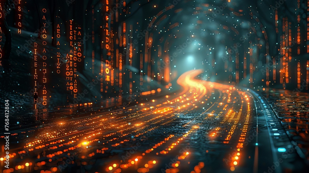 Data Encryption A Visually Striking Image Of Data Streams Transformed Into Intricate Patterns