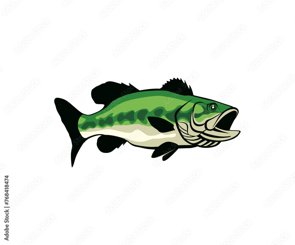 Largemouth Bass logo Vector, Unique Largemouth Bass Fish jumping out of ...