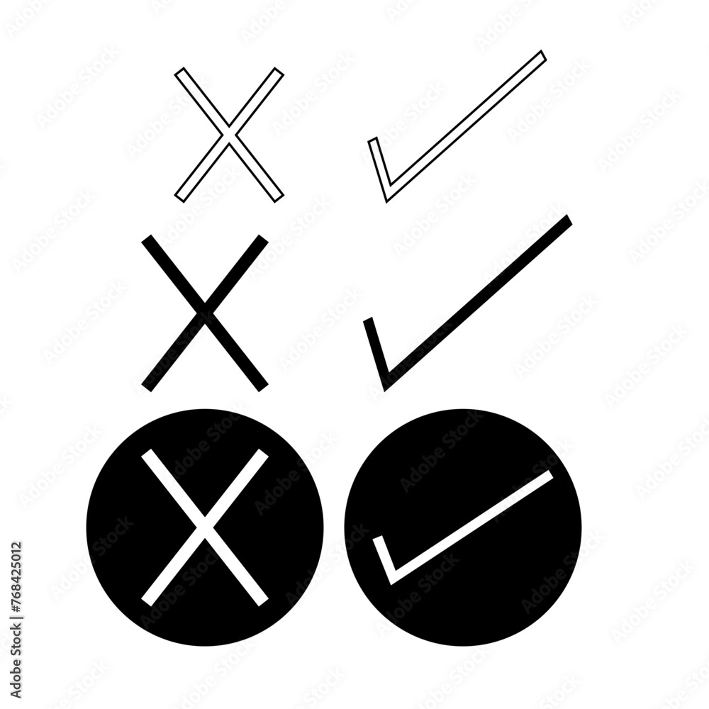 simple icon vector of tick and cross symbol. cross mark icon. check mark. Vector illustration ...