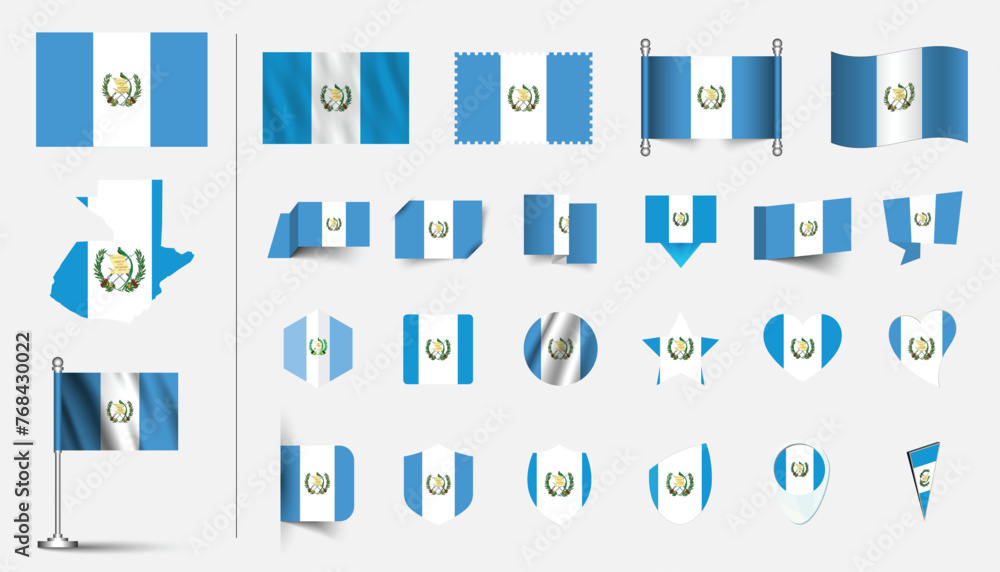 set of Guatemala flag, flat Icon set vector illustration. collection of ...