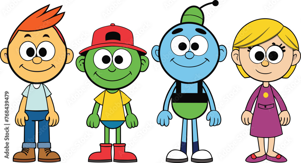 Cartoon Illustration of Kids with Different Facial Expressions. Stock ...