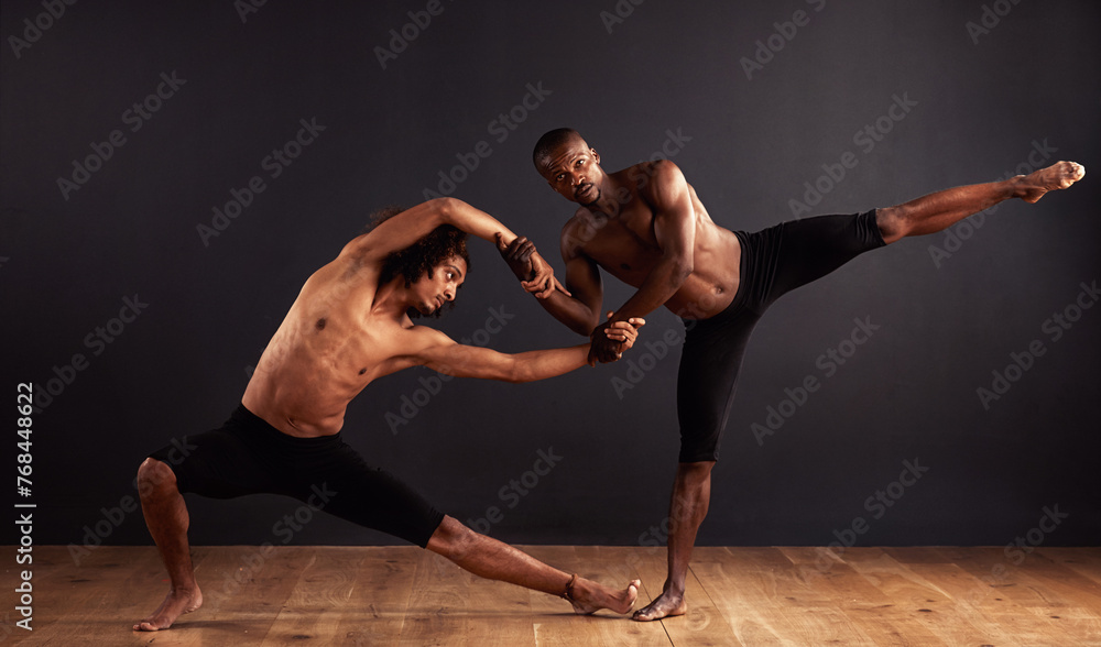 Performance, theatre and moving of men for dance, creative and art of ...
