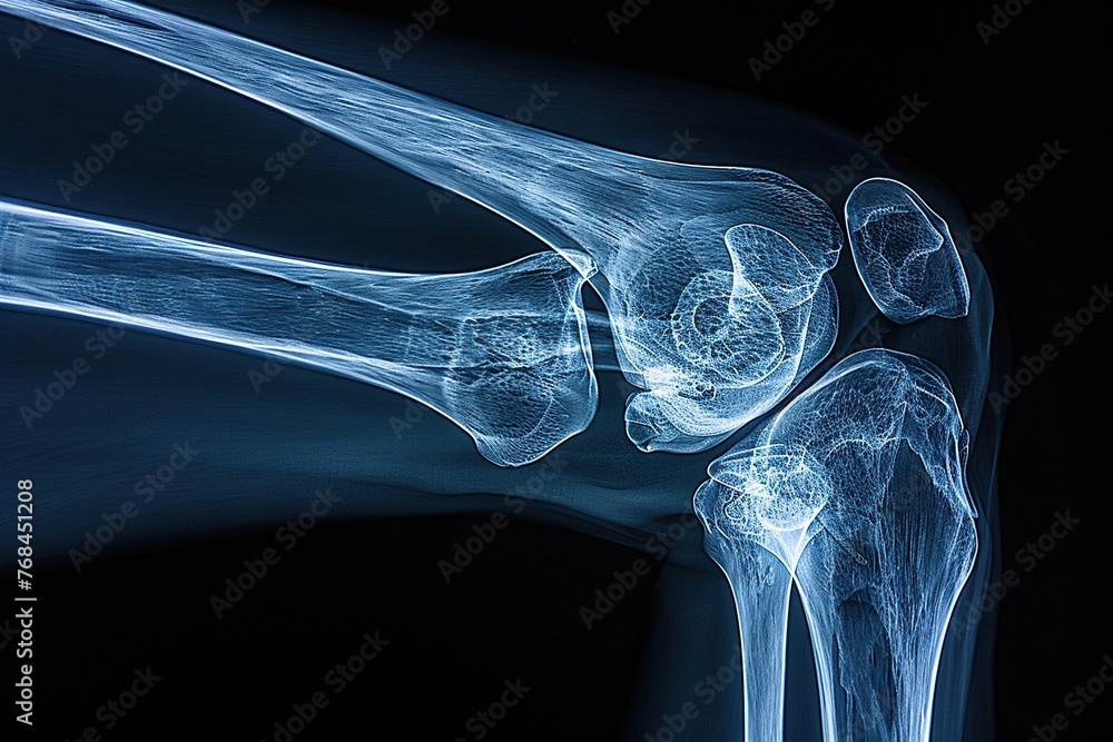 X-ray showing a knee injury. Stock Photo | Adobe Stock